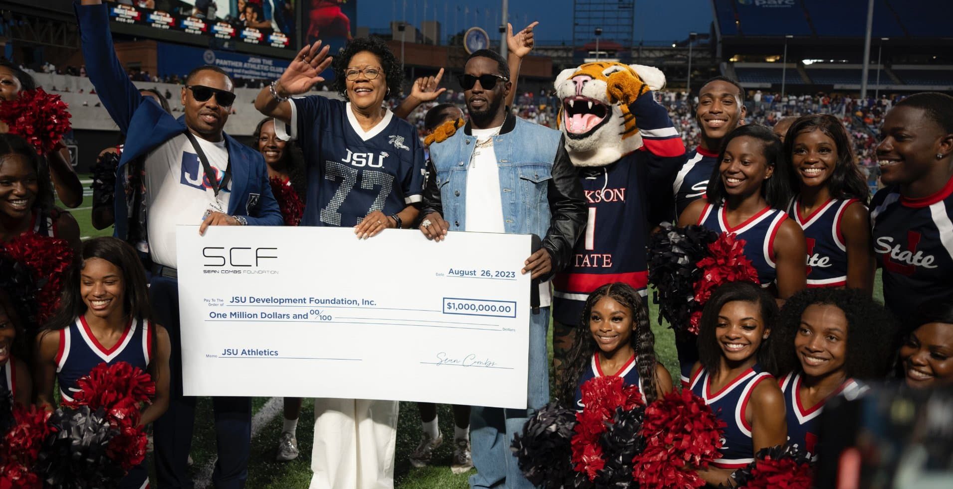 Diddy presents $1 million check to Jackson State during opening ...