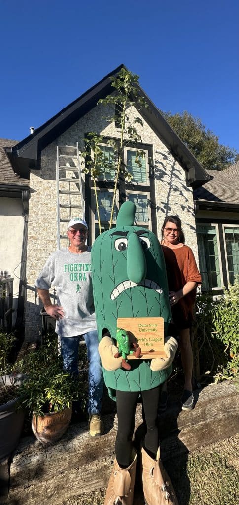 Delta State mascot pays visit to record-breaking Tupelo okra plant ...