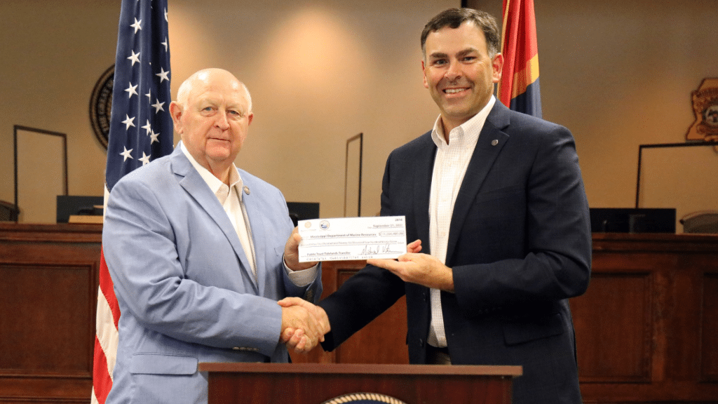 Secretary Watson presents $6.39M Tidelands Trust Funds check to MDMR ...