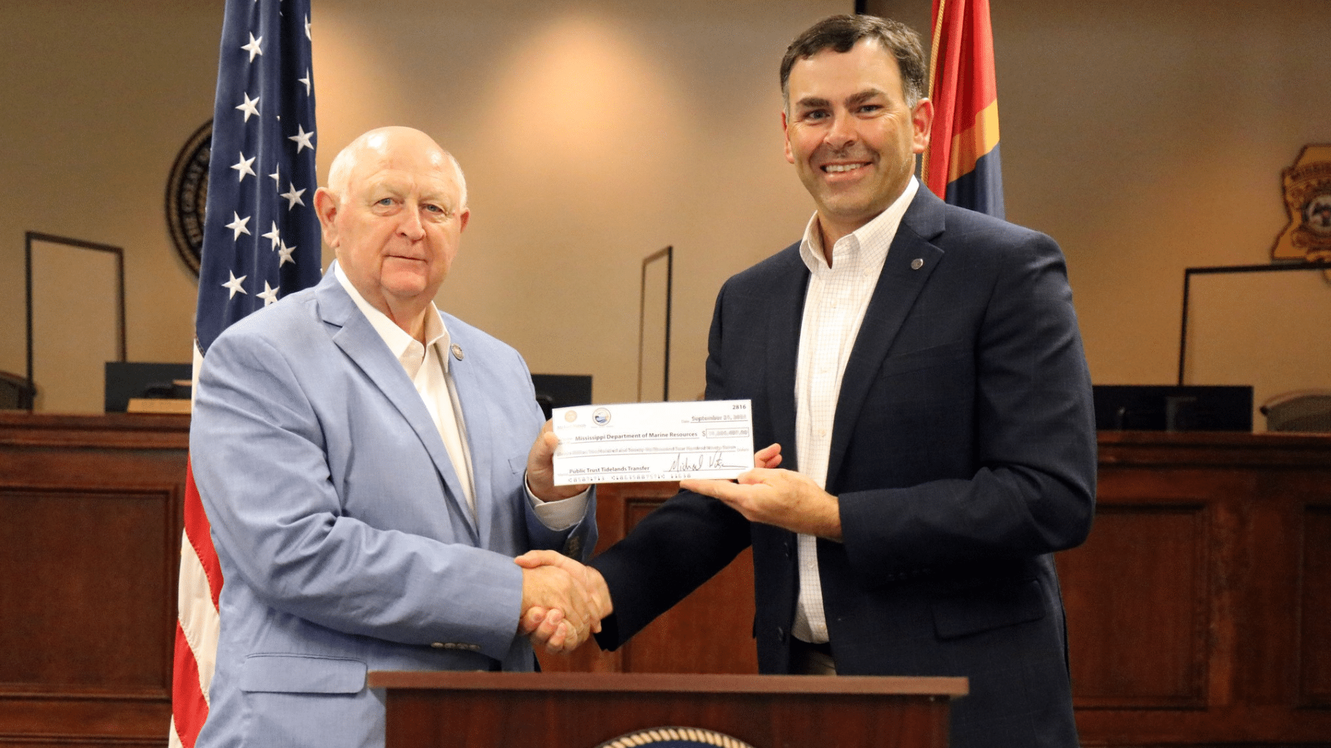Secretary Watson presents $6.39M Tidelands Trust Funds check to MDMR ...